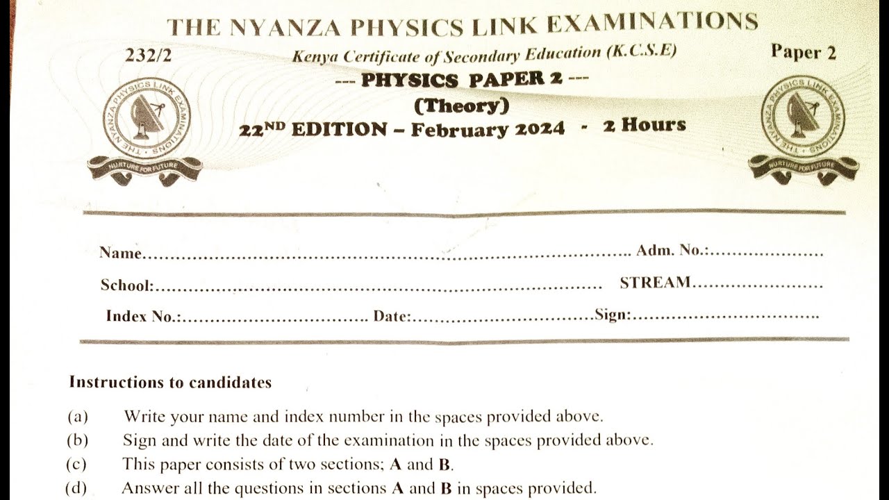NYANZA LINK PHYSIC PAPER 2 - YouTube