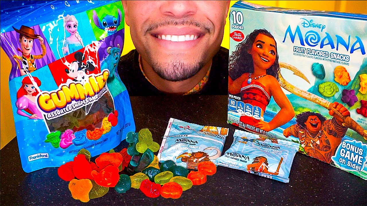 ASMR DISNEY GUMMIES CANDY EATING CHEWY NO TALKING JERRY SNACKS - YouTube
