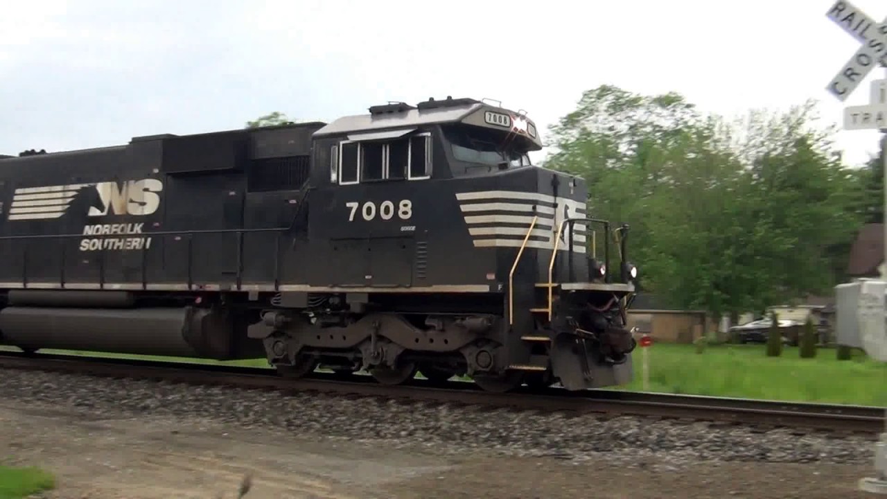 3 Engines on Norfolk Southern Freight Train - YouTube