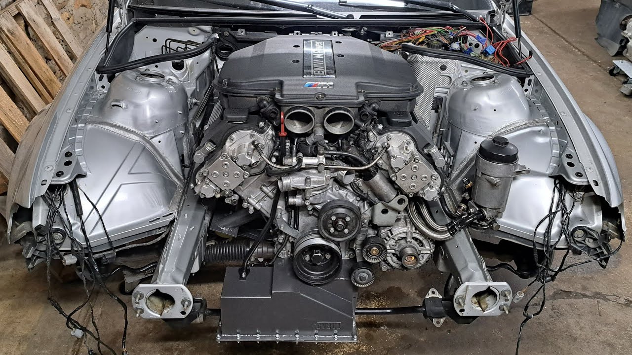 BMW E46 S62 V8 Swap Pt 5 - Steering Shaft & Engine Installation - YouTube