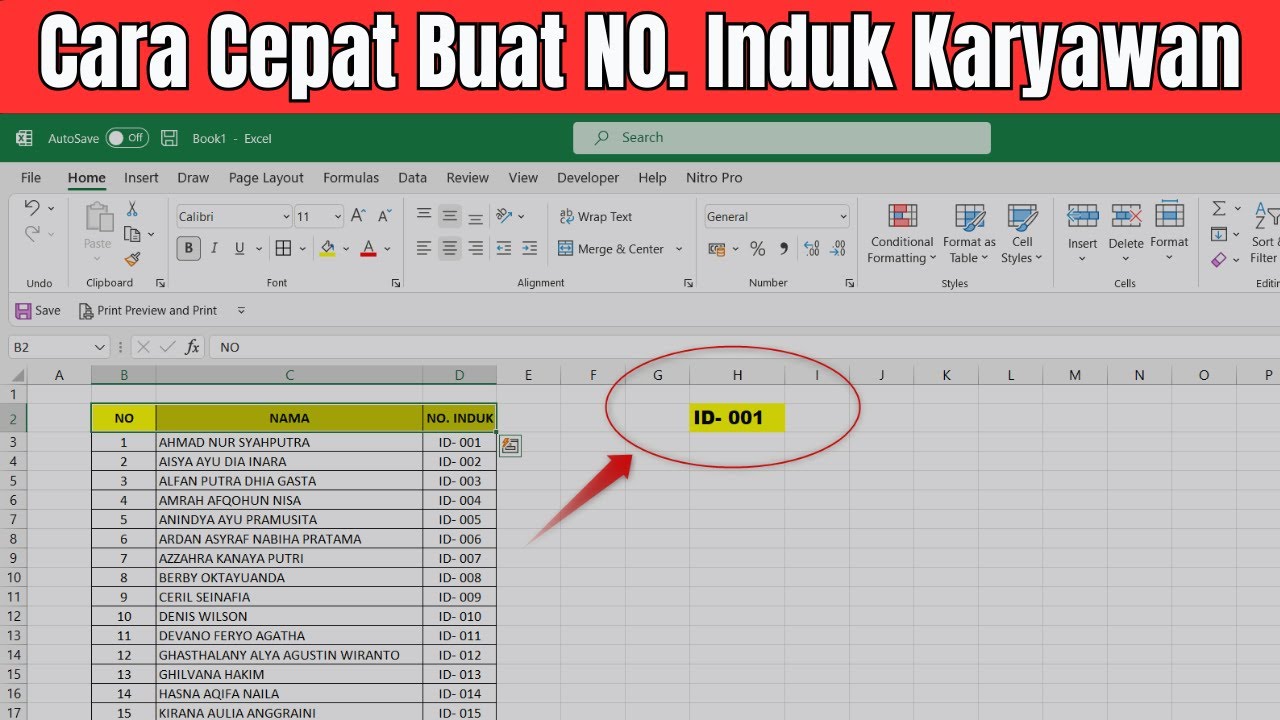 Cara Cepat Membuat Nomor Induk Karyawan di Excel - YouTube