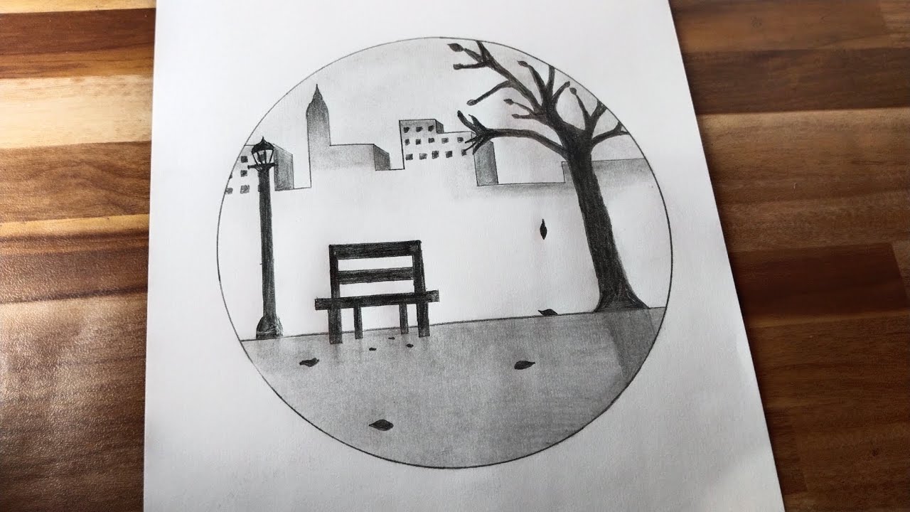 City drawing|| How to draw a City inside a circle|| Easy drawing - YouTube