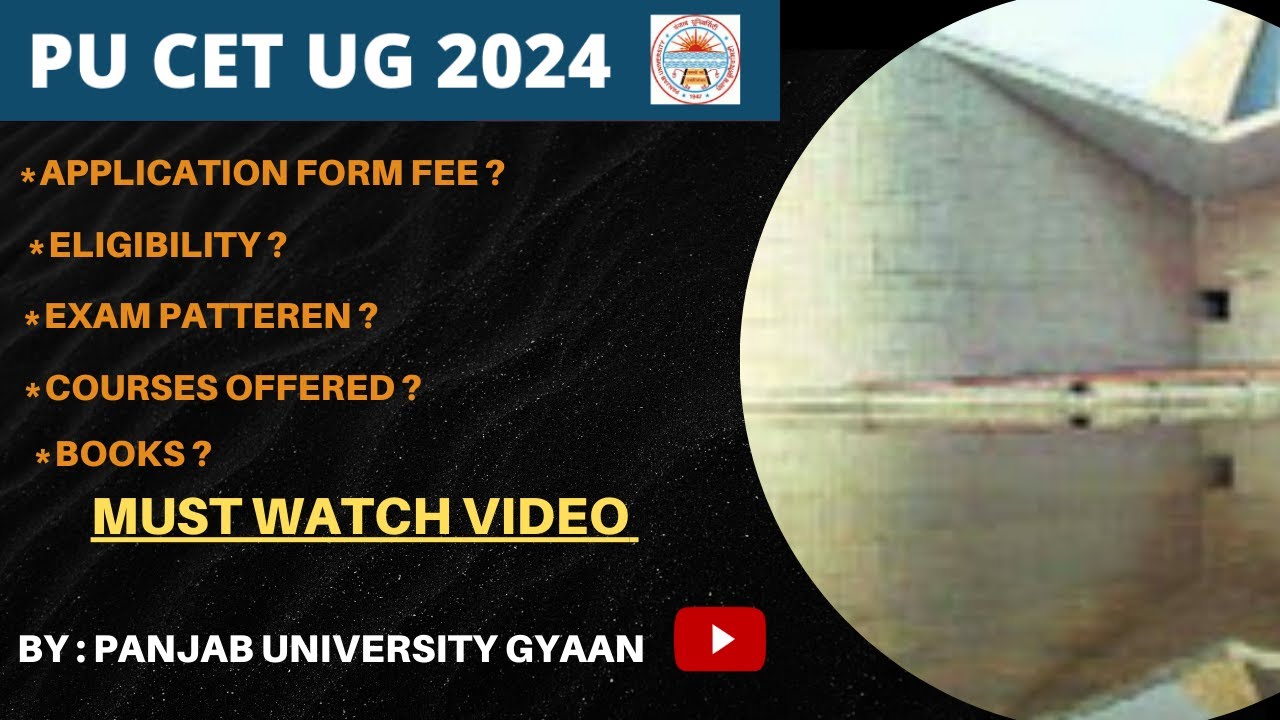 PU CET UG 2024 || APPLICATION FORM FEE || COURSES ||SEATS||BOOKS ...