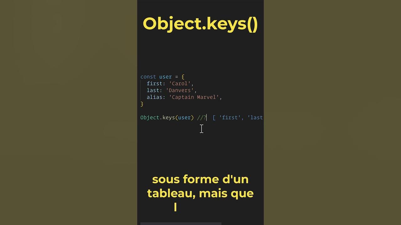 JS : top astuce pour manipuler les paires clé-valeur d'un objet ! - YouTube