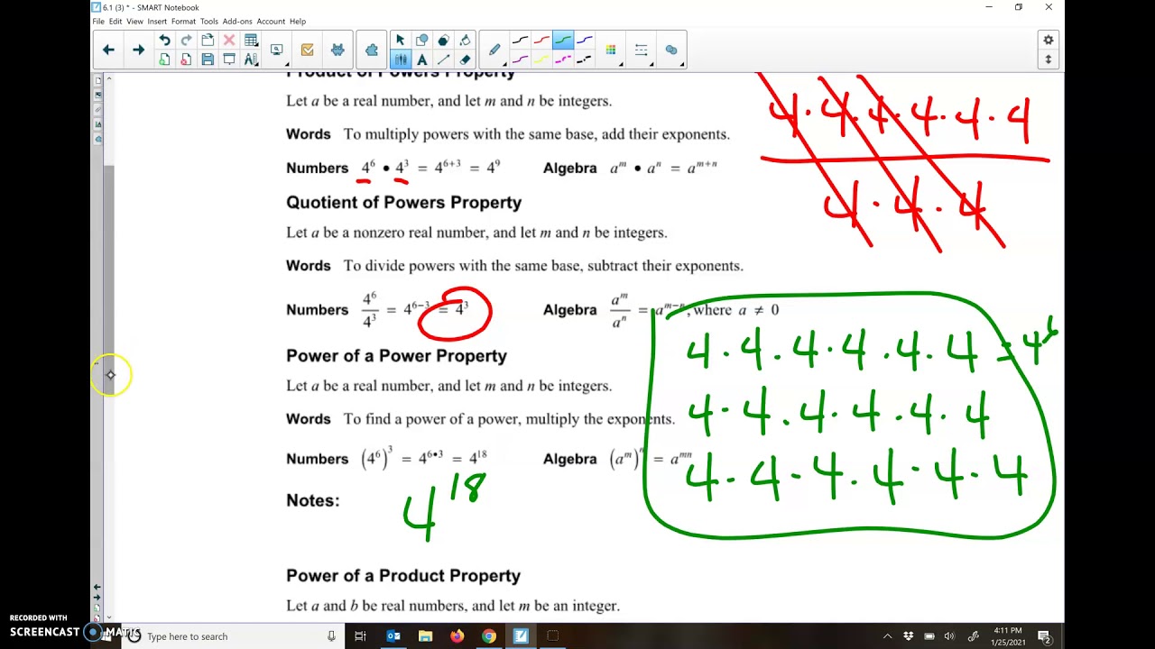 6.1 Properties of Exponents Part 1 - YouTube