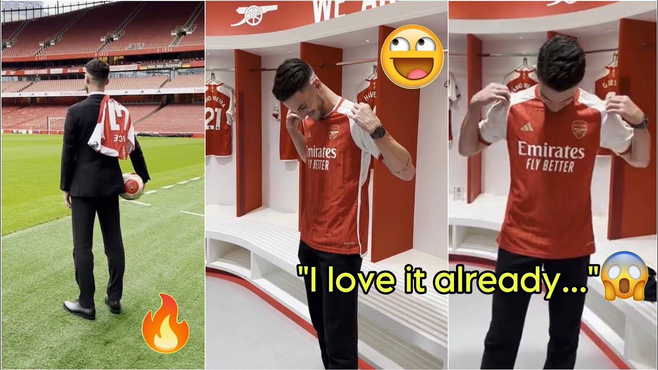 😱Declan Rice Can’t Stop ADMIRING His Arsenal New Kit,Dressing Room ...