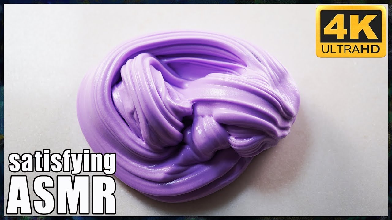 [4K] Lavender Fluffy Slime / Relaxing Satisfying Slime ASMR Video #5 ...