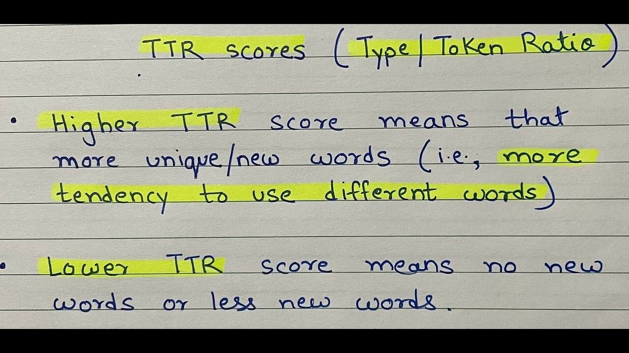 TTR (Type/Token Ratio) Scores in Natural Language Processing (NLP) #nlp ...