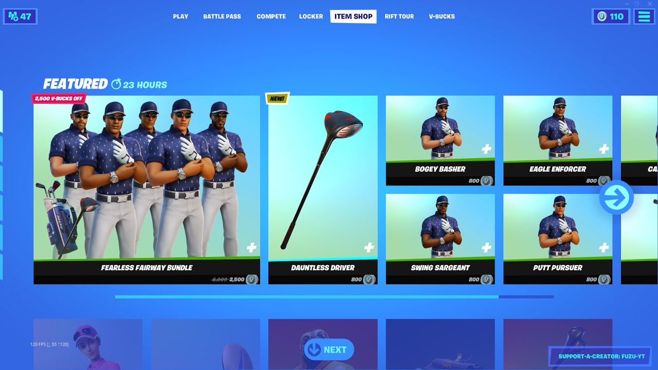 *NEW* GOLF SKINS! FORTNITE LIVE ITEM SHOP AUGUST 1, 2021! - YouTube