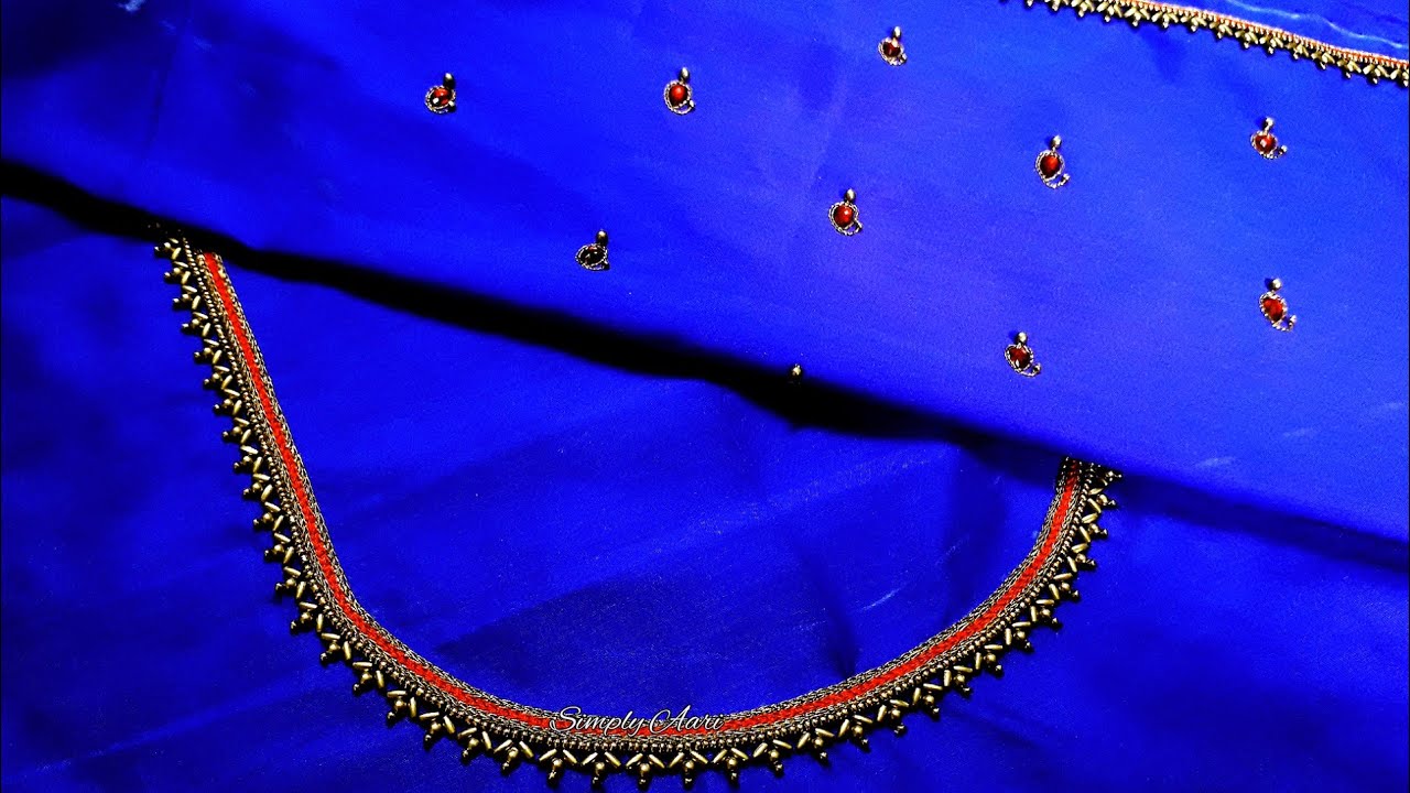Aari Work Blouse 105 | Simple Blouse Designing Step by Step Method ...