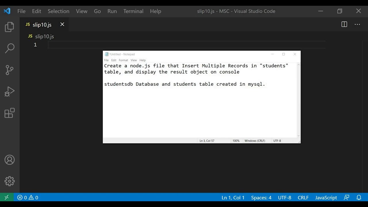Insert Multiple Records In student Table Display The Result Object On Console Node JS Insert Multiple Records In student Table Display The Result Object On Console Node JS