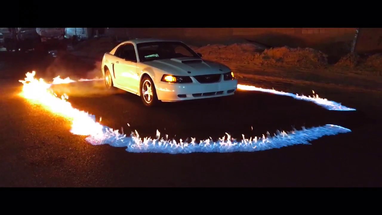 Mustang Burnout caught fire - YouTube