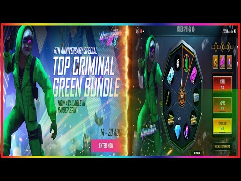 Top Rare Green Criminal bundle Back :Freefire 4 th Aniversary Event :FF ...