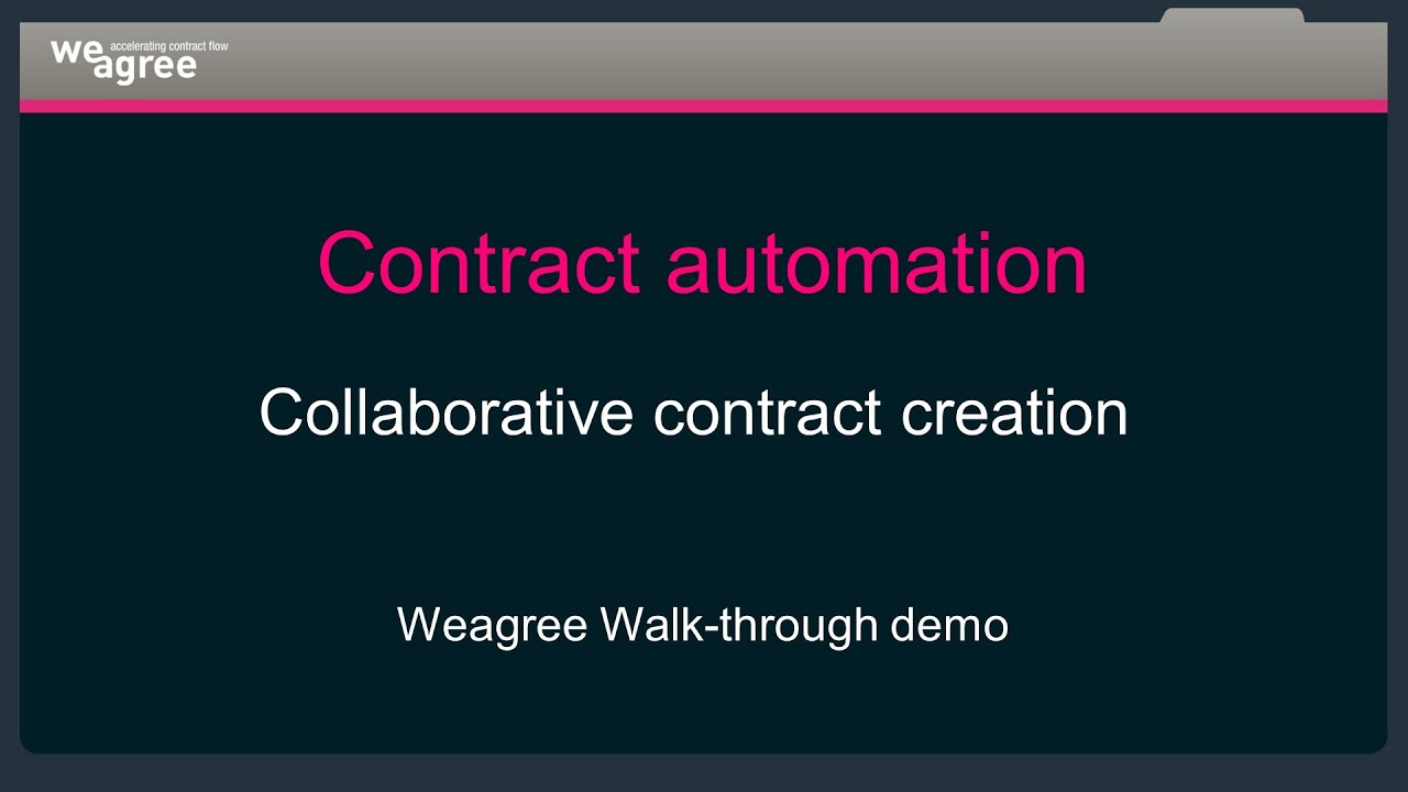 Contract automation (pre-contractual), Weagree walk-through demo - YouTube