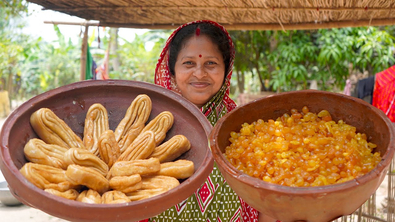 Bengali Famous Bonde & Goja Recipe | Bengali Sweet Recipe in village ...