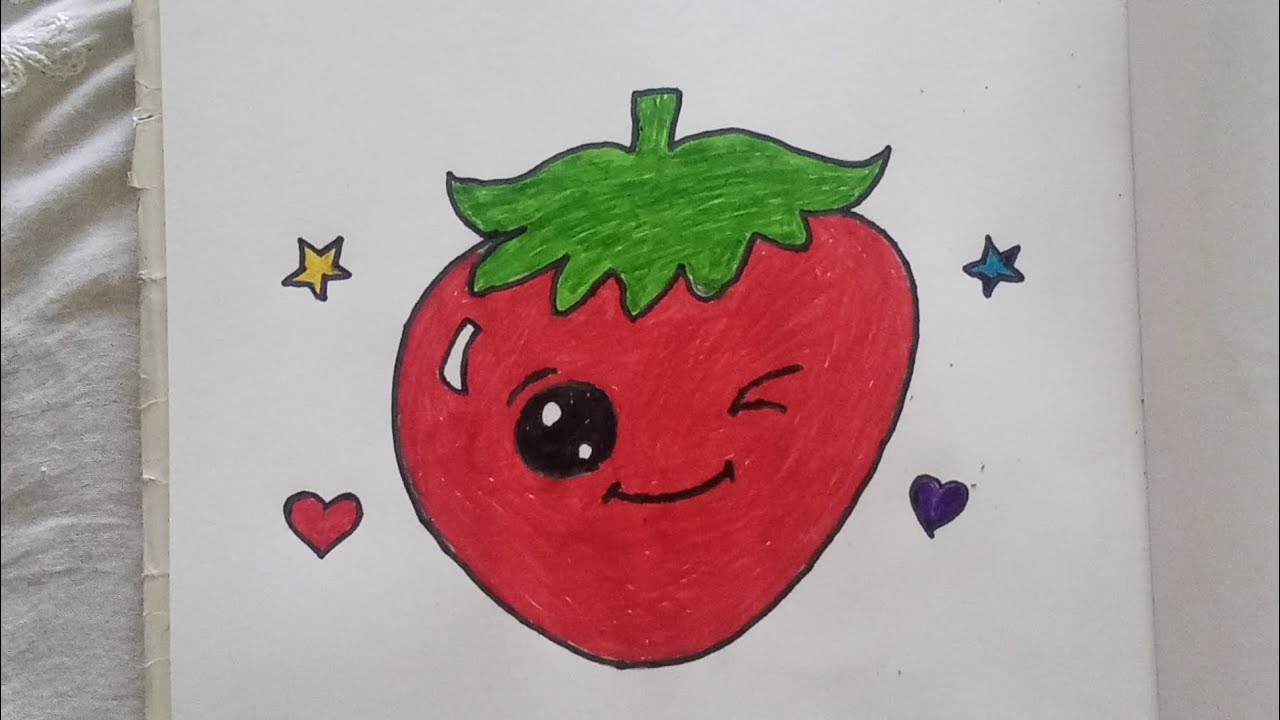 How to draw cute strawberry / Step by step - YouTube