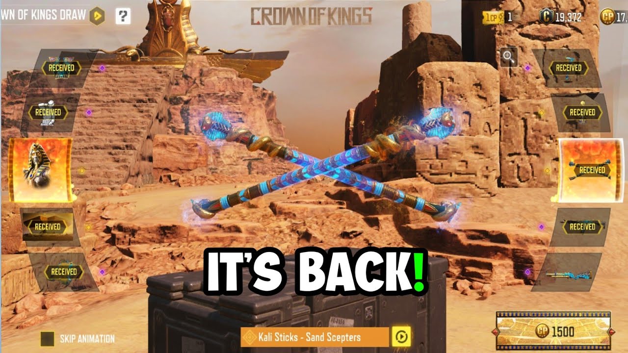 Crown Of Kings Draw is back and i want the legendary Kali Sticks Sand ...