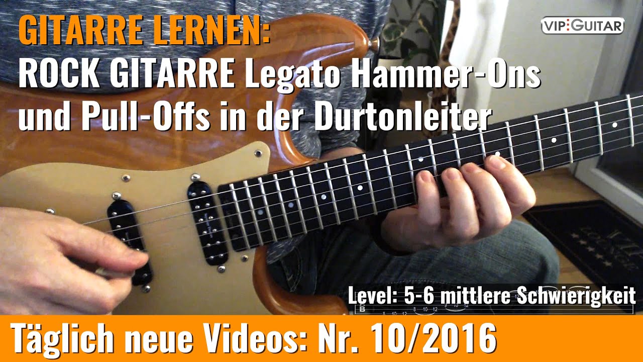 Rockgitarre lernen: Legato Hammer-Ons und Pull Offs in der Durtonleiter - Nr. 10/2016 - YouTube