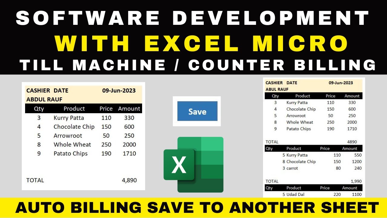 How to make Till Machine software in Excel | Billing Machine | Elesson ...