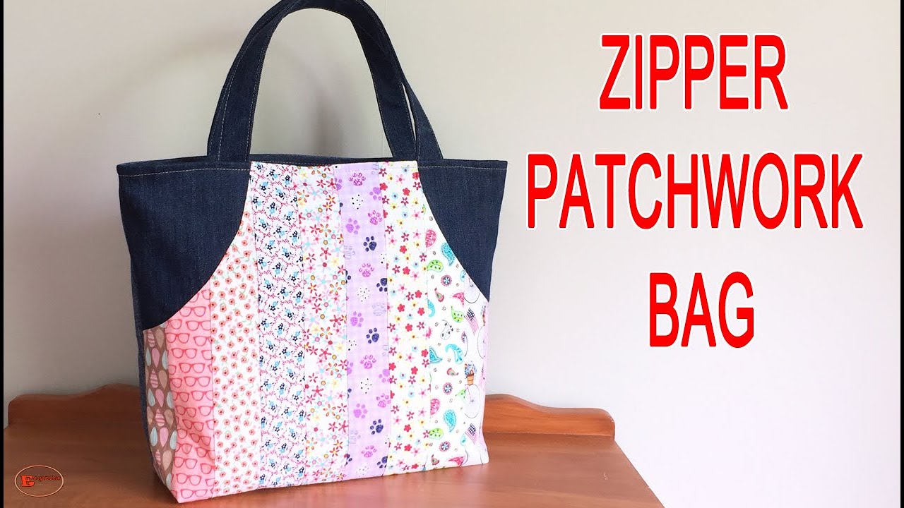 PATCHWORK BAG TUTORIAL | FABRIC SCRAPS SEWING PROJECTS | TOTE BAG SEWING TUTORIAL | DIY BAG ...