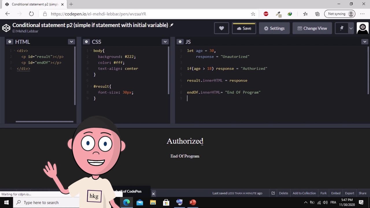 Apprendre le JavaScript : Conditional statements P2 (darija) - YouTube