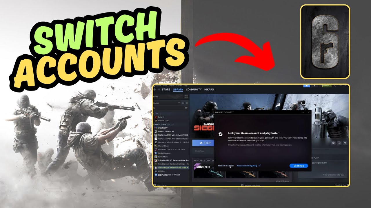How to Change Accounts on Rainbow Six Siege for Steam PC - YouTube
