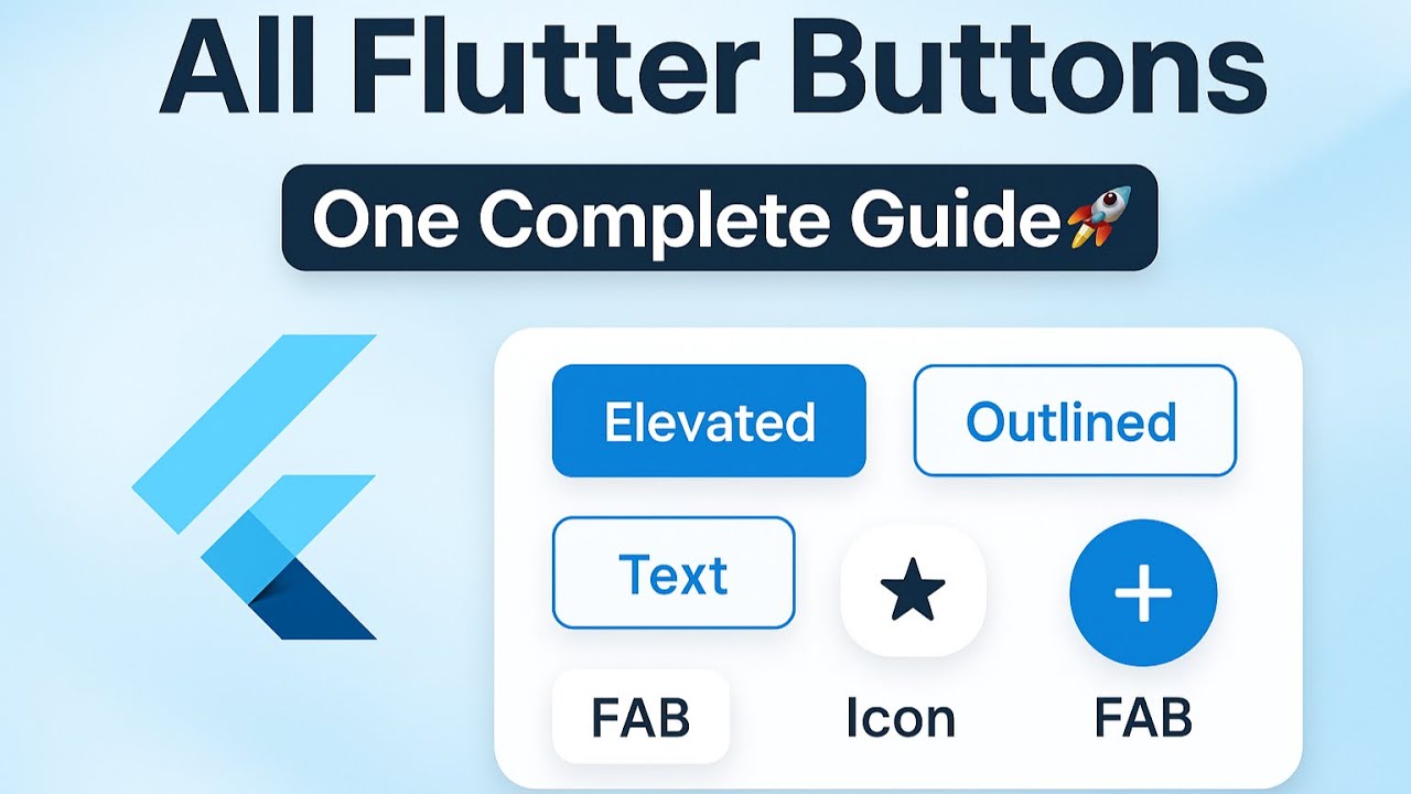 "All Buttons in Flutter Explained | Elevated, Outlined, Text, Icon & Floating Action Button ...