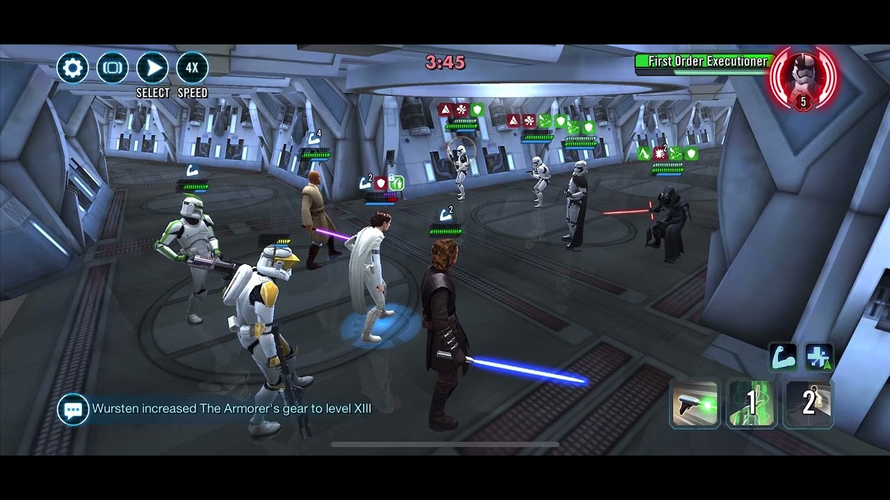 SWGOH TW: Padme leftovers vs omicron Phasma - YouTube