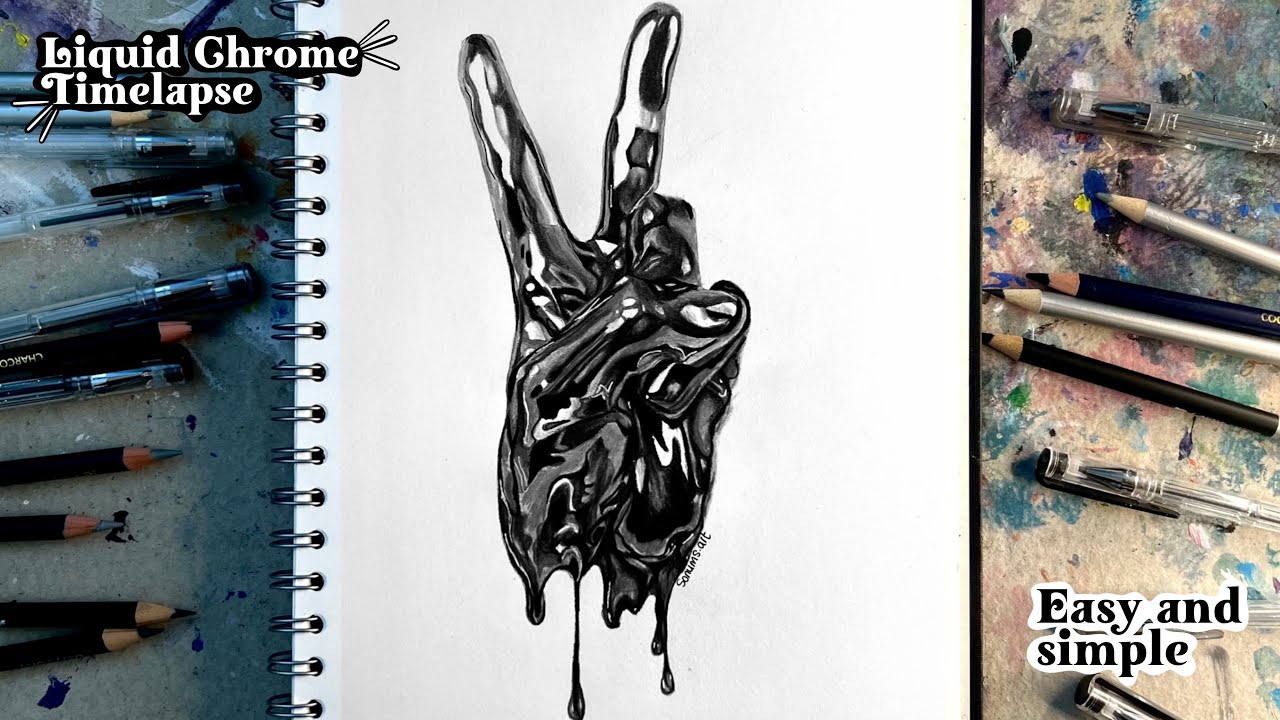 How to draw a Liquid Chrome Hand (Step-by-Step for Beginners) | A ...