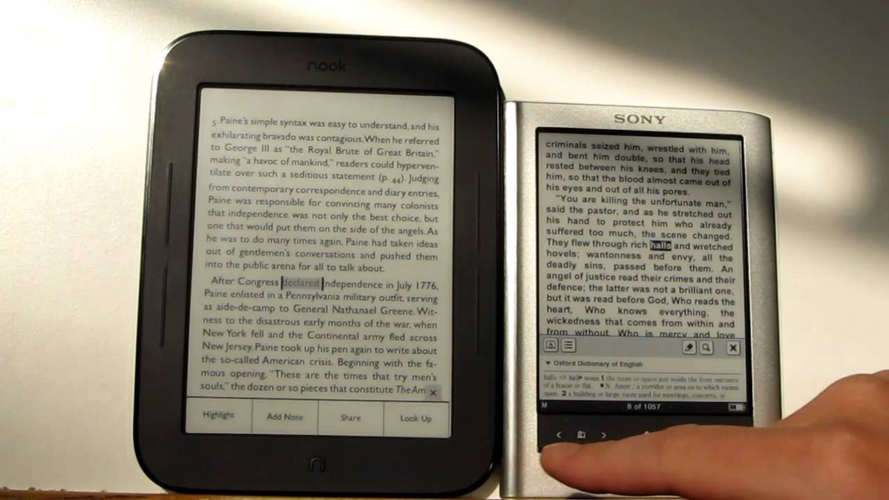 Nook Touch vs Sony Reader (PRS-350) Comparison Review - YouTube