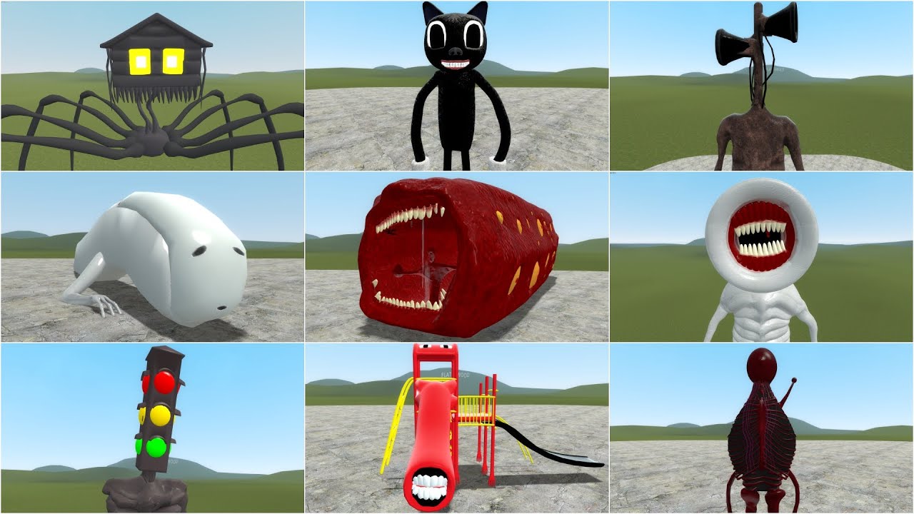 All Trevor Henderson Creatures in Garry's Mod! (Siren Head, Cartoon Cat ...