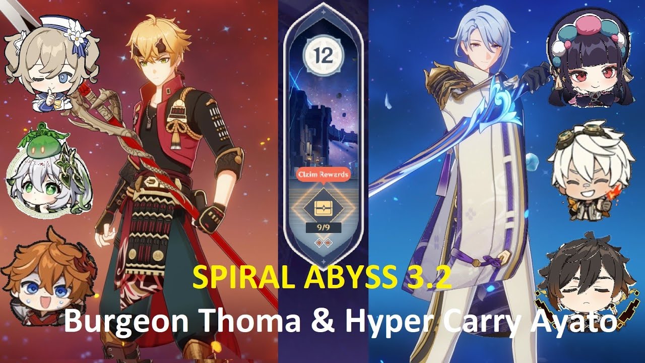 Thoma Burgeon Team and Ayato Hyper Carry Team - Genshin Impact Abyss 3. ...