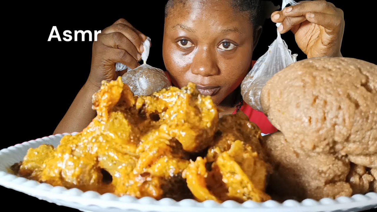 African Food mukbang asmr plantain fufu with banga soup African Foodies ...