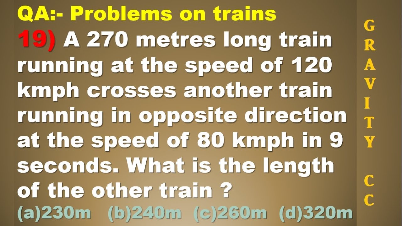 A 270 metres long train running at speed of 120kmph crosses another ...