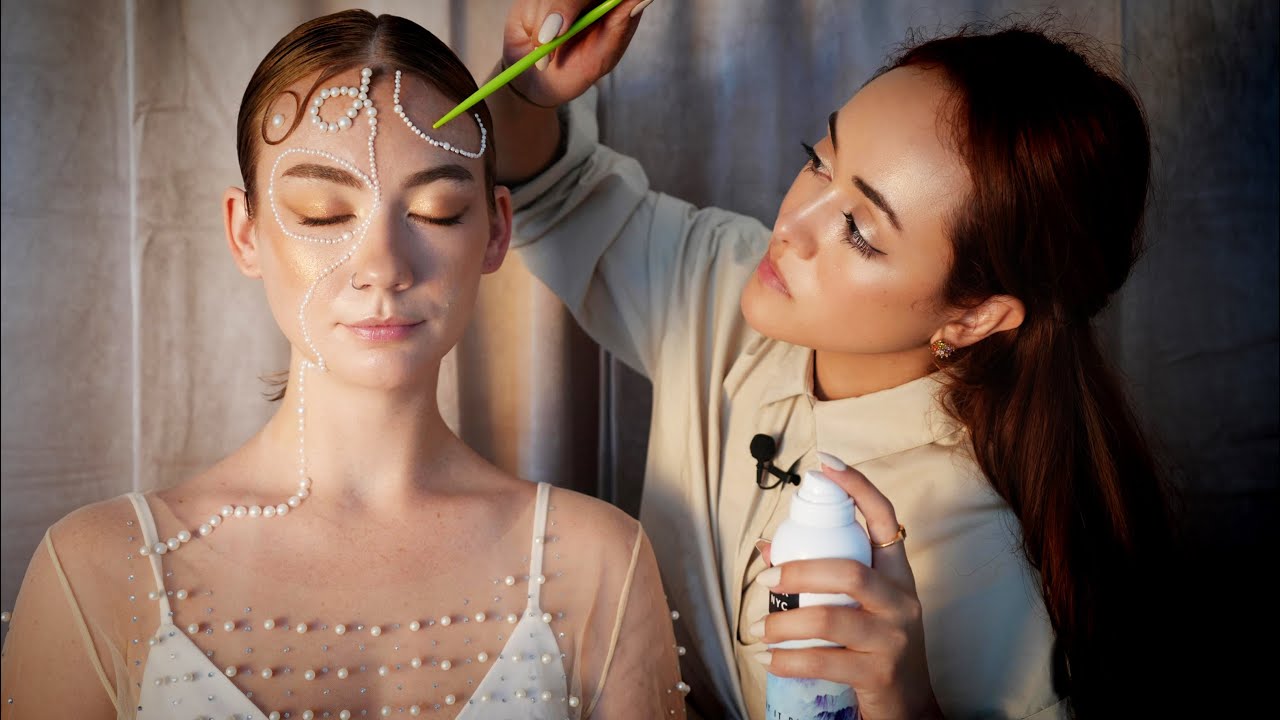 [ASMR] Gel Slicked Back Hairstyle with Gems Soft Spoken | Relaxing ...