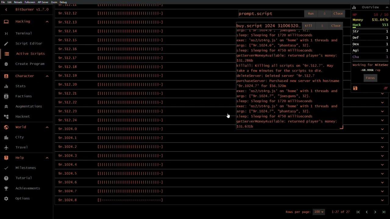 Bitburner: Unofficial Alpha Ent. Server Purchasing AI - YouTube