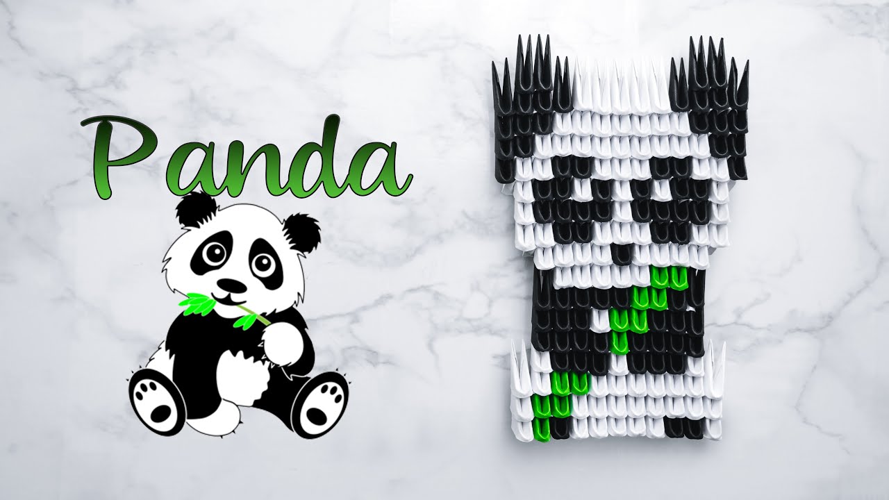 How to Make 3D Origami Pixel Art Panda (1/32 Size Tutorial) - YouTube