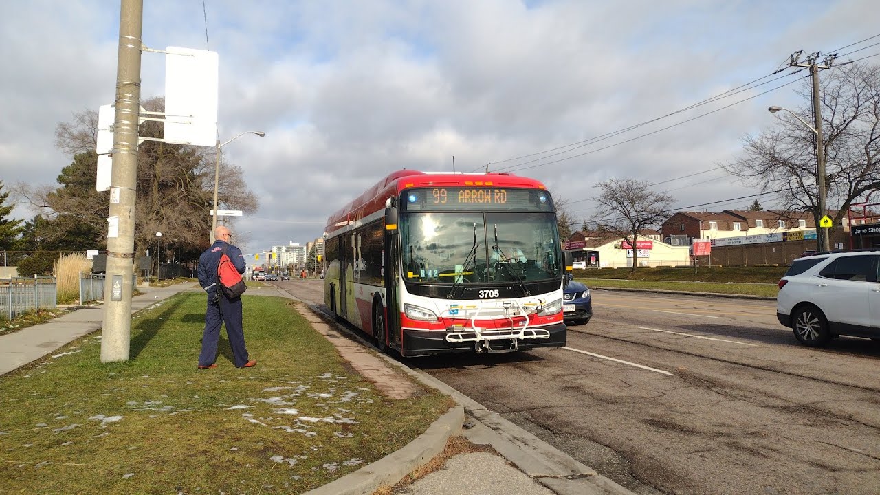 (Ride Video) TTC 2018 New Flyer XE40 3705 on Route 99 Arrow Road | 12 ...