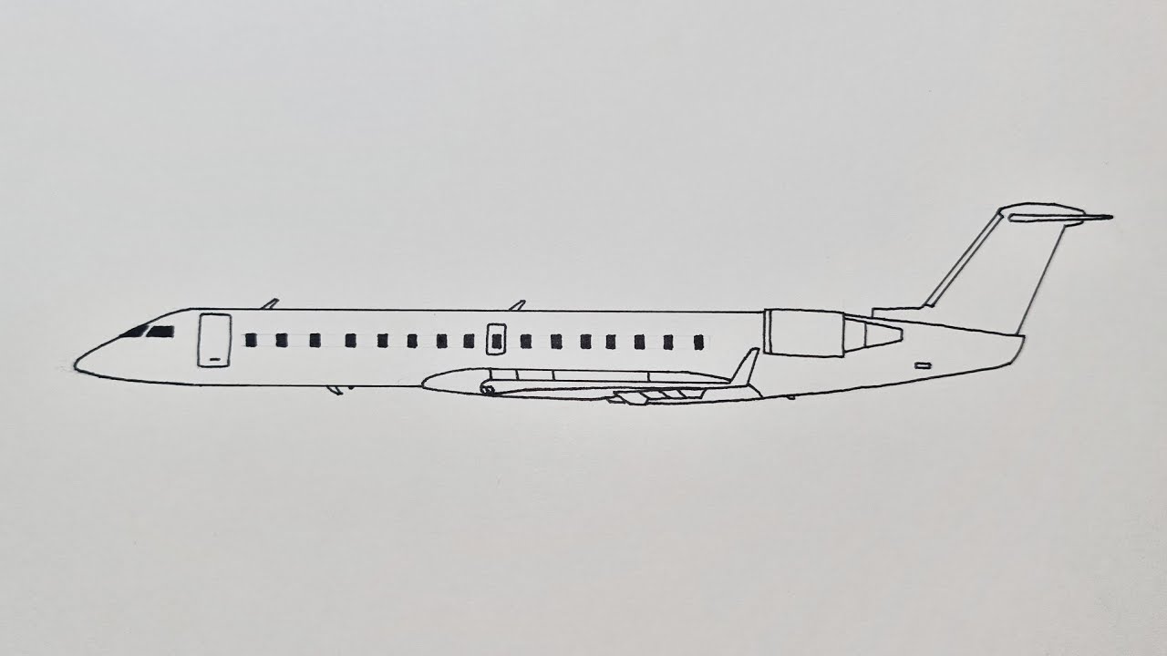 How to Draw a Plane - Bombardier CRJ200 - YouTube