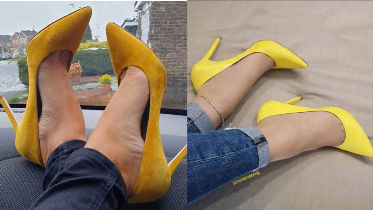 Beautiful yellow color pump shoes collection 2023 - YouTube