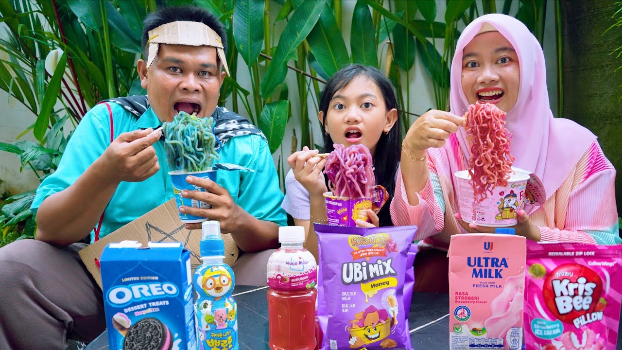 JAJAN MAKANAN SATU WARNA 🍡 SESUAI KARAKTER JUMBO MERI DAN DON - YouTube