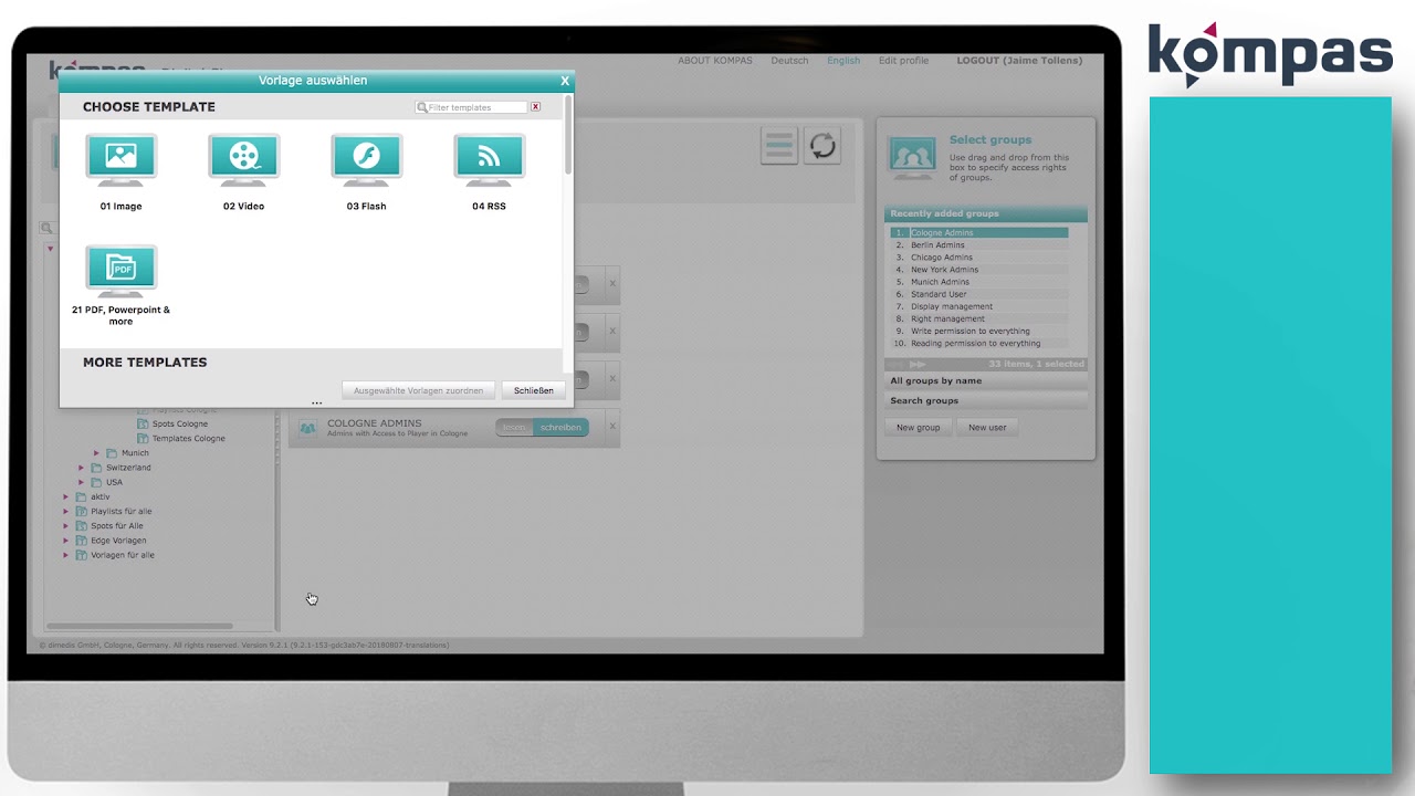 kompas Digital Signage software: Access rights [user video] [English ...