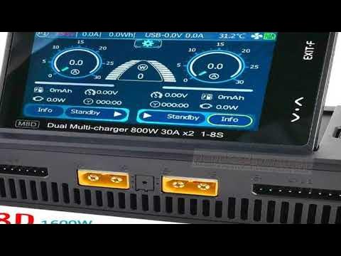 ToolkitRC M8D 2CH touch screen dual channel DC800W*2 maximum 30A 1-8S lithium battery 65W fast ...