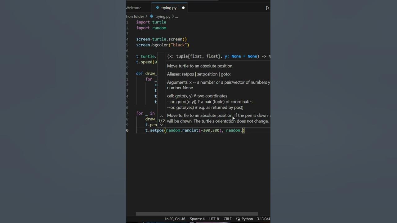 DRAW MULTIPLE COLORFUL CIRCLE PATTERN IN PYTHON/ #tech#python#codinglife#coding#program# ...