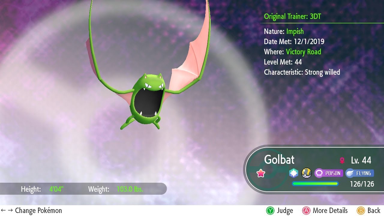 042 Golbat Shiny 01 Pokemon Let's Go Victory Road. - YouTube