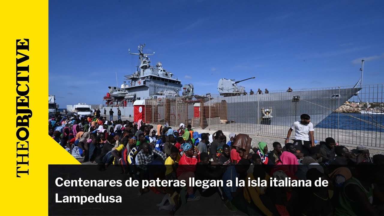 Centenares de pateras llegan a la isla italiana de Lampedusa - YouTube