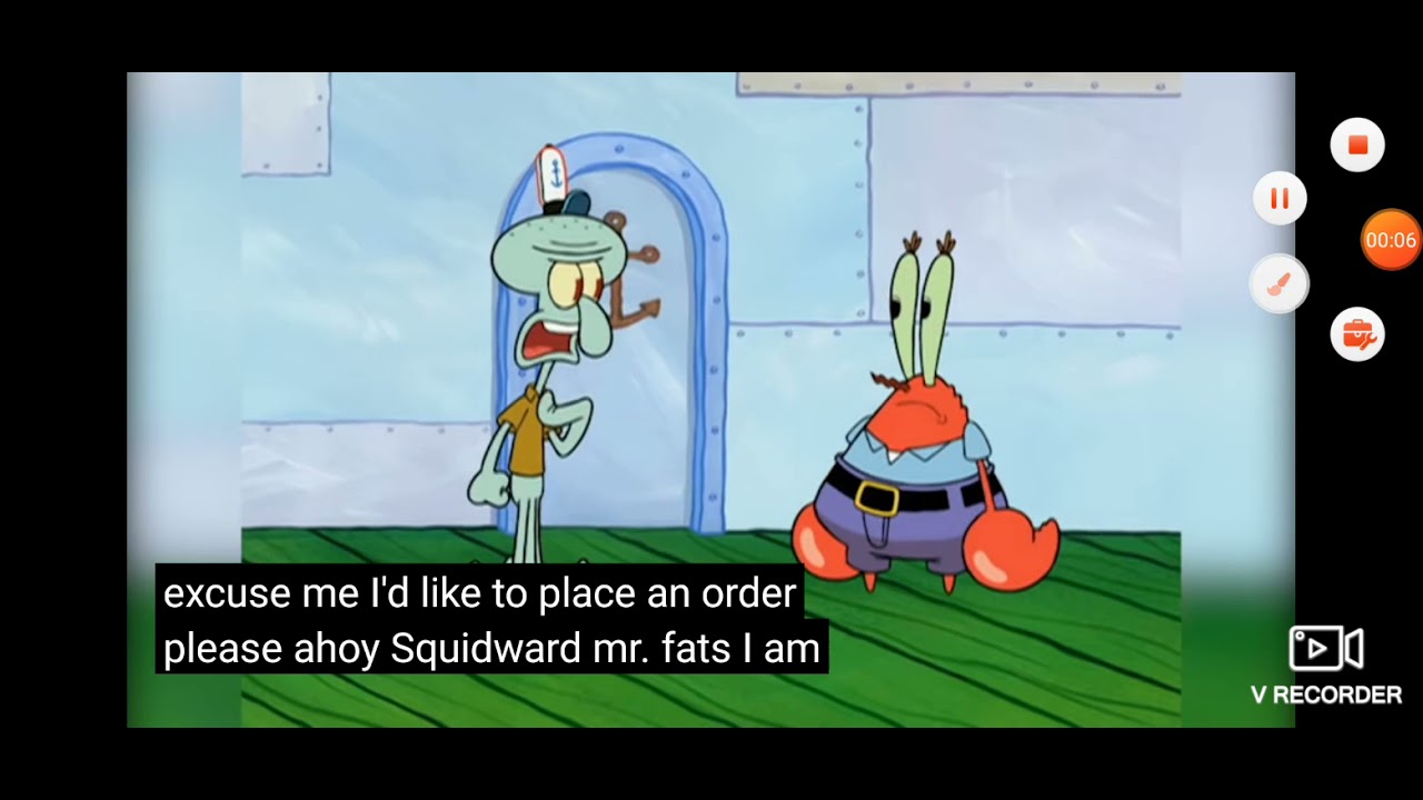 Squidward Call Mr Krab " mr fat" - YouTube
