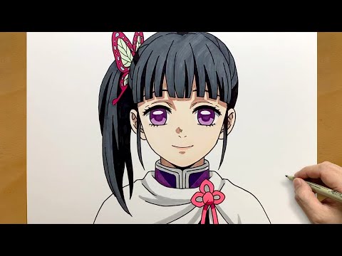 Draw Kanao Tsuyuri step by step | anime portrait timelapse & coloring