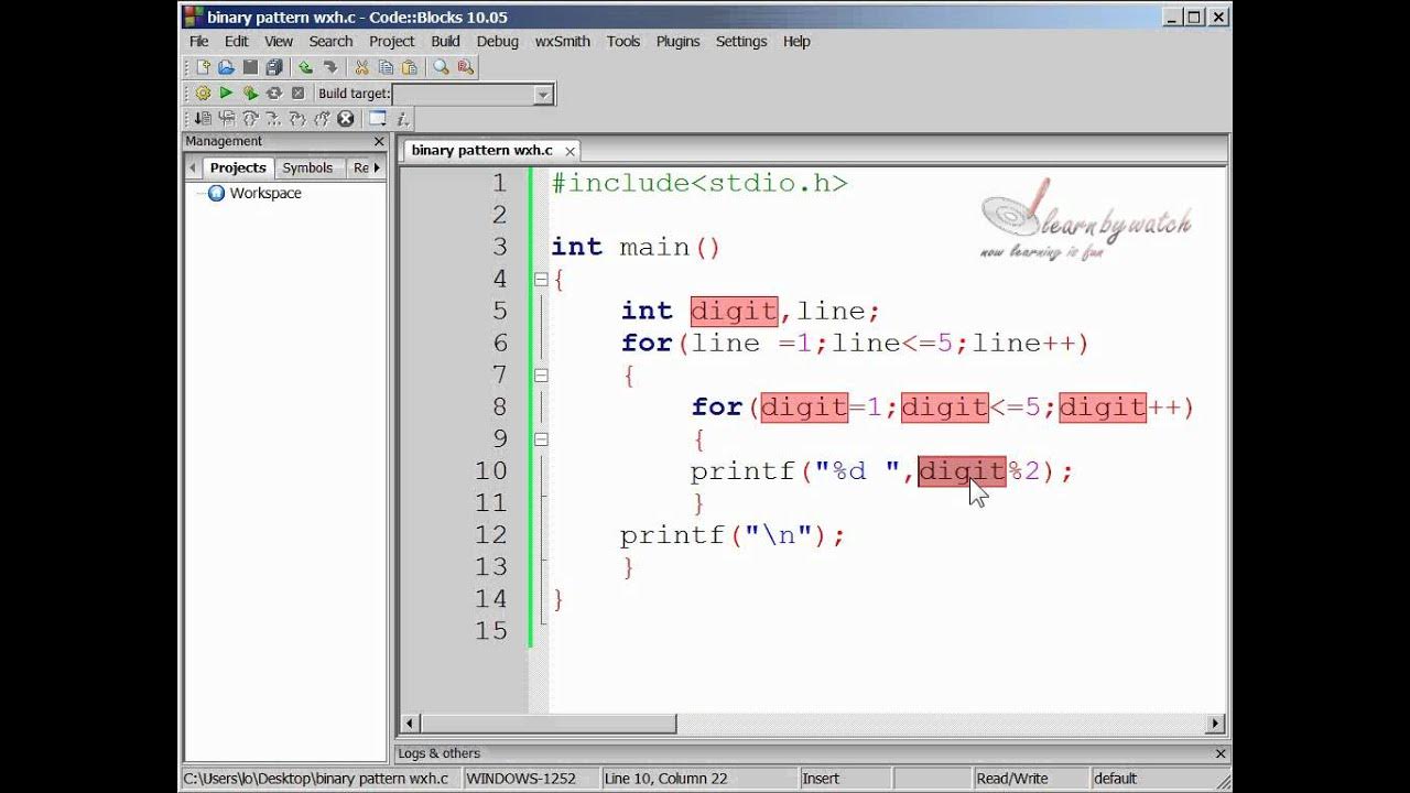 Print Binary Pattern of certain width and height in c programming language - YouTube