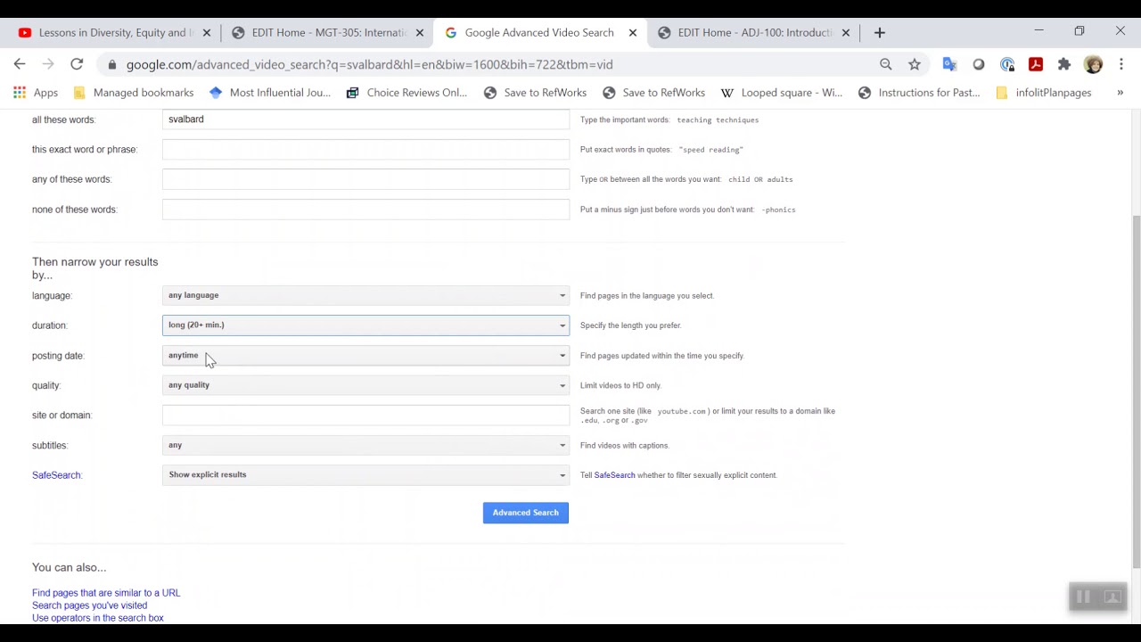 Google Advanced Search for Videos - YouTube